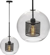 Toolight - Skleněná závěsná lampa 30cm 1xE27 60W APP559-1CP, černá, OSW-09669