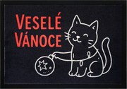 Mercury Flooring, Rohožka Veselé Vánoce s kočkou 40x60 cm, 40x60, černá