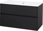 Mereo Mereo, Opto, koupelnová skříňka s keramickým umyvadlem 101 cm, bílá, dub, bílá/dub, černá, CN942