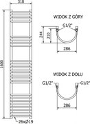 Mexen Eros, elektrické topné těleso 1600 x 318 mm, 900 W, černá, W112-1600-318-2600-70