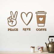 dřevo života Dřevěná dekorace na zeď Peace, love, coffee Rozměry (cm): 40x20, Zvolte barvu dekoru: Horský dub