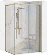 Rea Solar, sprchový kout s posuvnými dveřmi 120(dveře) x 90(stěna) x 195 cm, 6mm čiré sklo, zlatý matný profil, REA-K9511