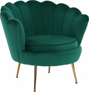 Křeslo ve stylu Art-deco, smaragdová Velvet látka / gold chrom-zlatý, NOBLIN
