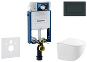 Geberit Kombifix - Set předstěnové instalace, kompaktního klozetu Gaia a sedátka softclose, tlačítko Sigma20, černá lesk/černá mat SANI15CA5123
