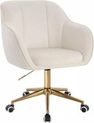 LuxuryForm DESIGN Židle AVOLA VELUR na zlaté podstavě s kolečky - bílá