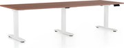 Výškově nastavitelný stůl OfficeTech Long, 240 x 80 cm, bílá podnož, ořech