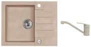 Alveus - Set dřezu Rock 30 a baterie Clara, s ovládáním odpadu, beige SETA25868