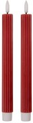 Set 2ks vínová úzká svíčka s vroubkováním Led Candle - Ø 2*25 cm / 2*AAA
