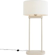 Stojací lampa béžová s oválným bílým lněným stínidlem 35 cm - Thijmen