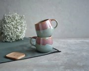 Keramický hrnek Recife – akvamarínovo-zeleno-růžové tóny, 290 ml, průměr 8 cm, výška 8,5 cm