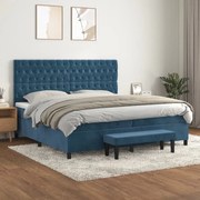 Box spring postel s matrací tmavě modrá 200x200 cm samet