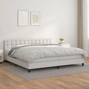 Box spring postel s matrací bílá 200x200 cm umělá kůže
