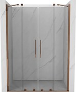 Mexen Velar Duo, posuvné dveře do otvoru 160x200 cm, 8mm čiré sklo, růžové zlato, 871-160-000-02-60