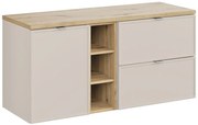 Závěsná skříňka Bella Cashmere s deskou 120 cm kašmírová/dub artisan