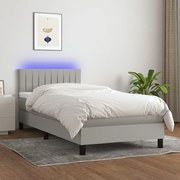 Box spring postel s matrací a LED světle šedá 80x200 cm textil