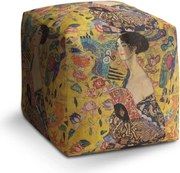 Sablio Taburet Cube Dáma s vějířem - Gustav Klimt - 50x50x50 cm