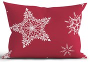 MK Lůžkoviny Vánoční bavlněný povlak na polštář Renforcé 50 x 70 cm - Sněhové vločky červené