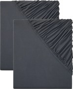 Livarno home Sada žerzejových napínacích prostěradel, 90-100 x 200 cm, 2dílná (tmavě šedá)
