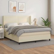 Box spring postel s matrací krémová 160x200 cm umělá kůže 3132389