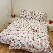Povlečení bavlněné Vánoční povlečení skřítek bíly TiaHome - 1x Polštář 90x70cm, 1x Přikrývka 140x200cm