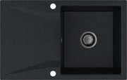 Sink Quality Obsidian, kuchyňský granitový dřez 790x500x210 mm + černý sifon, černá skvrnitá-Brocade, SKQ-OBS.B.1KDO.XB