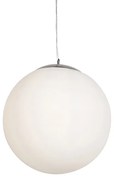 Chytré skandinávské závěsné svítidlo stříbrné s opálovým sklem 50 cm vč. WiFi A60 - Ball 50