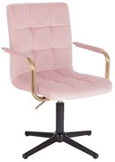 LuxuryForm DESIGN Otočná židle VERONA GOLD VELUR na černém kříži - růžová