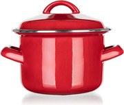 Smaltovaný hrnec s poklicí Red MILTON 0,78 l