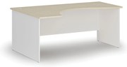 Ergonomický kancelářský psací stůl PRIMO WHITE, 180x120 cm, levý, bílá/bříza