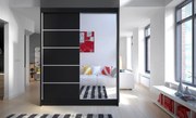 Zrcadlová šatní skříň CHANNA 3 - šířka 150 cm, černá