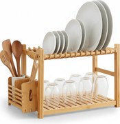 5Five® Dvoupatrový odkapávač BAMBOO, stojan na nádobí, 14 talířů,