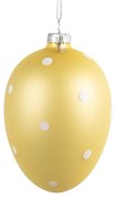 Žluté závěsné skleněné vajíčko s puntíky Egg Dots - Ø 8*12 cm