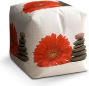 Sablio Taburet Cube Gerbera s kameny - 50x50x50 cm