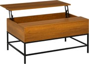 HOMCOM Zvedací konferenční stolek se skrytým úložným prostorem 90x60,5x45,5 cm Teak | Aosom
