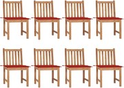 Zahradní židle s poduškami 8 ks masivní teak 3073148