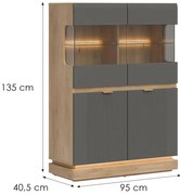 Vitrína nízká Milton ML04 dub crem torro šedá
