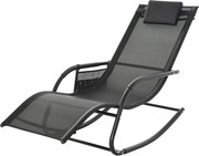 Zahradní houpací křeslo Outsunny s polstrovanými opěrkami, opěrkou hlavy a boční kapsou, nosnost 120 kg pro zahradu, terasu a patio 150x62x88 cm Černé