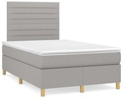 Box spring postel s matrací a LED světle šedá 120x190 cm textil