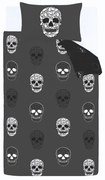 Tmavě šedé dětské povlečení na jednolůžko 135x200 cm Skulls – Catherine Lansfield