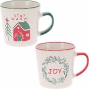 Sada 2 kameninových hrnků Stay Warm/Joy 350 ml