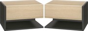 HOMCOM Sada 2 floating nočních stolků se zásuvkou a otevřenou poličkou do ložnice 46x30x30 cm Dub a černá | Aosom