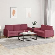 2dílná sedací souprava s poduškami vínová textil 3202124