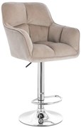 LuxuryForm DESIGN Barová židle AMALFI VELUR na stříbrné kulaté podstavě - latte