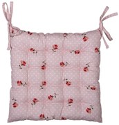 Růžový bavlněný podsedák s výplní s růžemi Dotty Rose – 40x40x4 cm