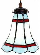Modrá závěsná Tiffany lampa červené pruhy RedLine – 15x115 cm