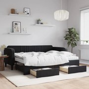 Válenda s přistýlkou a zásuvkami černá 90 x 200 cm samet 3197139