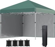 Pavilon Outsunny přibližně 3x3m, voděodolný stabilní skladný pop-up stan s 2 bočními stěnami, UV 30+ ochrana, skládací party stan s taškou, zahradní p