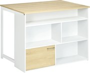 HOMCOM Rozkládací Barový Stůl s Sklopnými Křídly a Úložnými Prostory, 1 Dvéřmi pro Kuchyň a Jídelnu 116x79,5x91 cm Bílá | Aosom