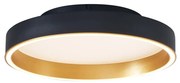 Designová stropní lampa černá se zlatou 40cm vč. LED a 3-stupňového spínání - Ingo