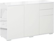 HOMCOM Obývací pokoj komoda se 3 dveřmi, 2 šuplíky a nastavitelnou vnitřní policí, úložný kabinet do kuchyně a ložnice, protiskluzová, 117x36x74 cm, v